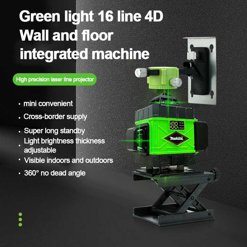 16 Lines Auto Measurement Tool Line Laser Level Green Light Self-Leveling 360° Rotary Cross 3D ...