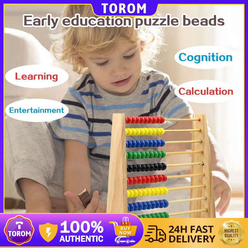 Kids Wooden Beads Abacus 10-Row Count Frame Teaching Aid Math ...