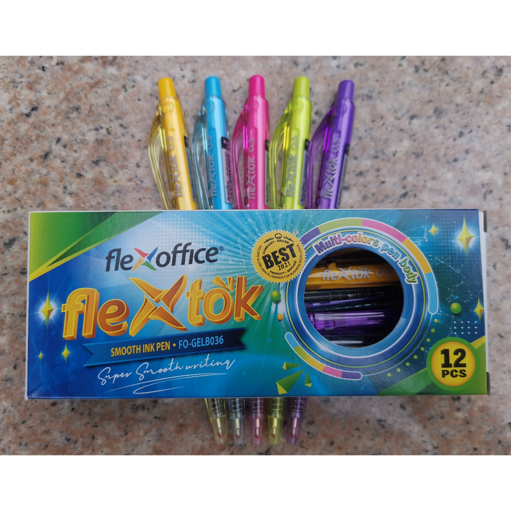 [FlexOffice] Flextok Low Viscosity ink Pens [12pcs] Ballpen [0.5, 0.7 ...