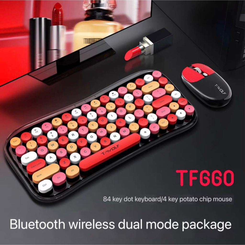 TF660 Punk 2.4G USB Hook Wireless Keyboard Business Design Mute click ...