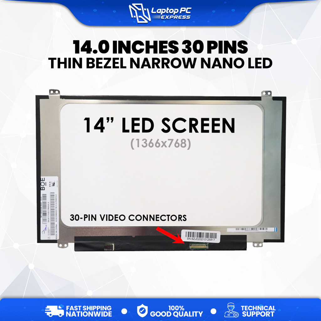 14" inches 30 Pins LED Screen Thin Bezel Top and Bottom Brackets HD ...