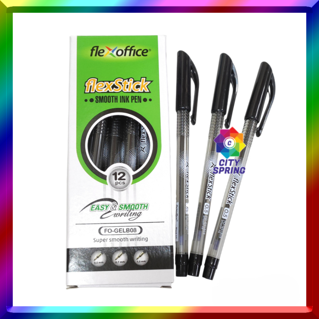 Flex Stick 12pcs Black Smooth Ink Pen 0.5mm FlexOffice Flexstick ...