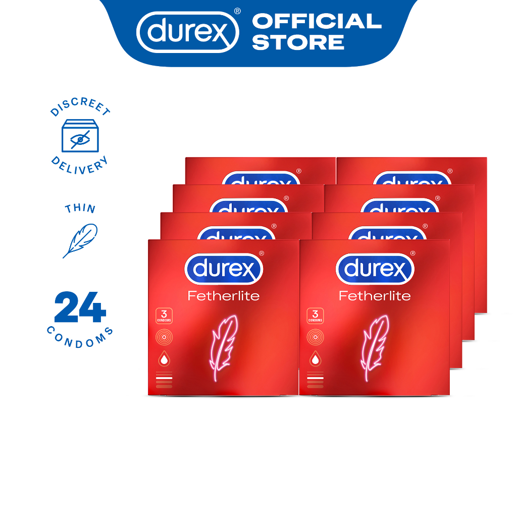 Durex Fetherlite Thinner Lubricated Condoms 3s Set Of 8 24 Condoms