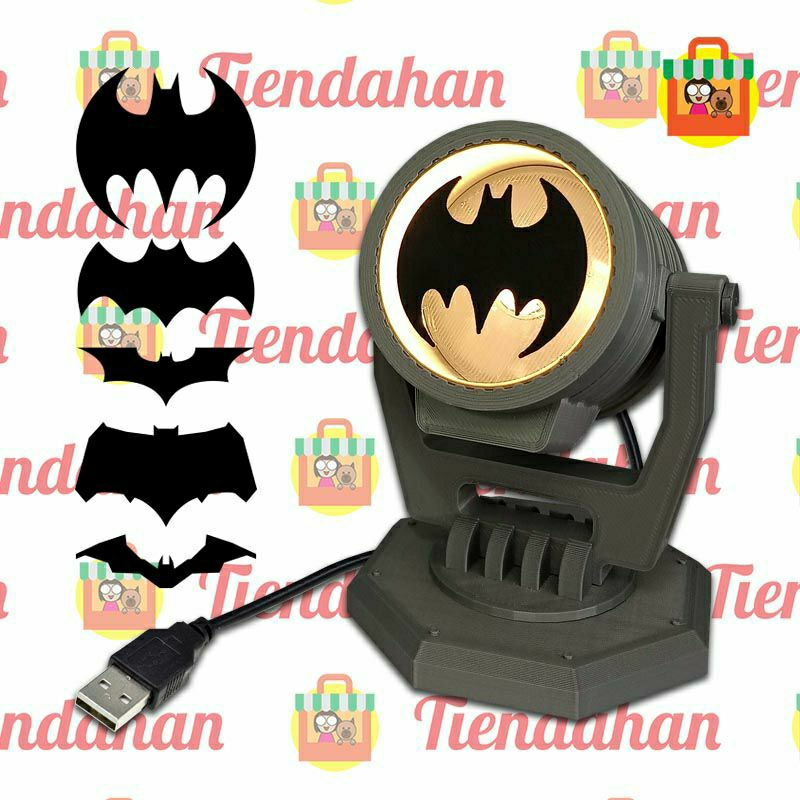 3D-Printed Bat Signal USB Powered with Interchangeable Bat Symbols ...