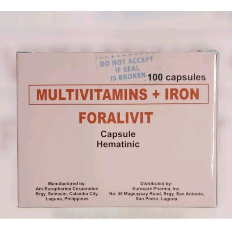 Multivitamins Iron Foralivit Ferrous Folic Acid Vitamin B Complex 100 Capsules Shopee