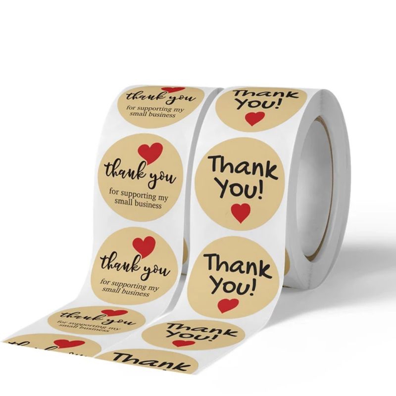 500PCS/100pcs (1inch) STICKER KRAFT THANK YOU FOR SUPPORTING MY SMALL ...