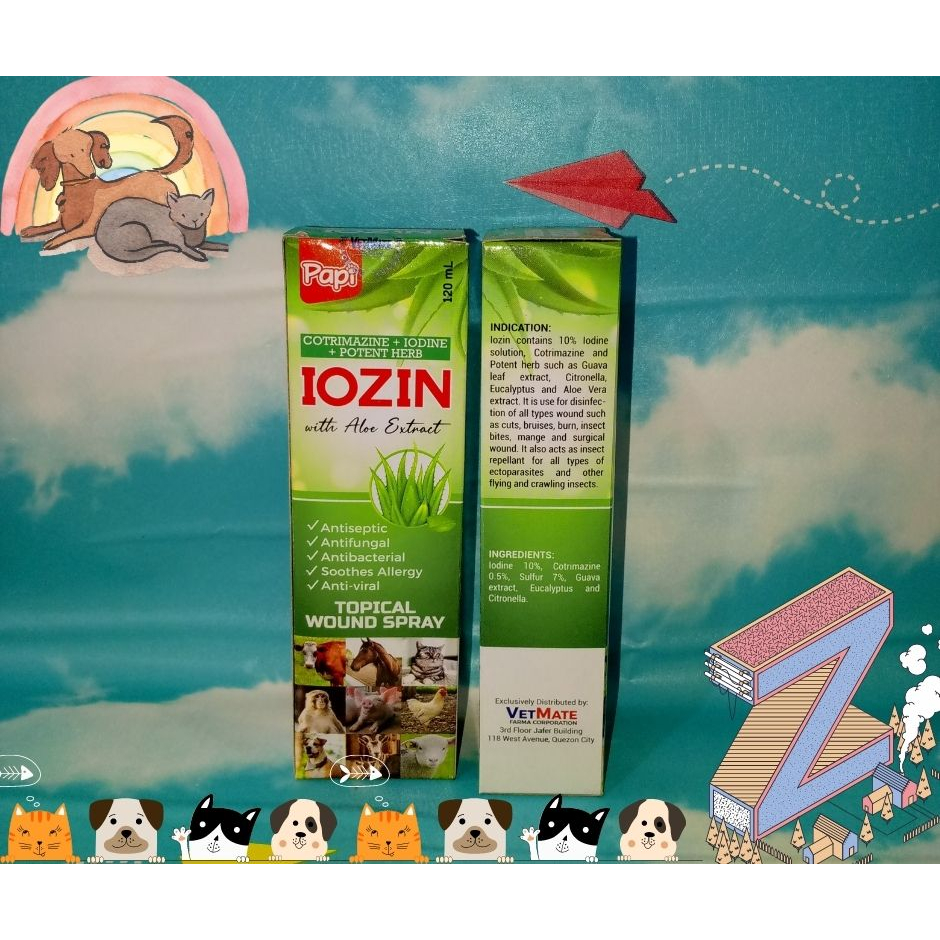Papi Iodine + Potent Herbs Iozin with Aloe Extract Wound Spray 120ml | Shopee Philippines