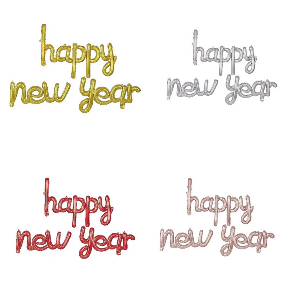 Happy New Year Foil Balloon Set Cursive New Year Party Decoration ...