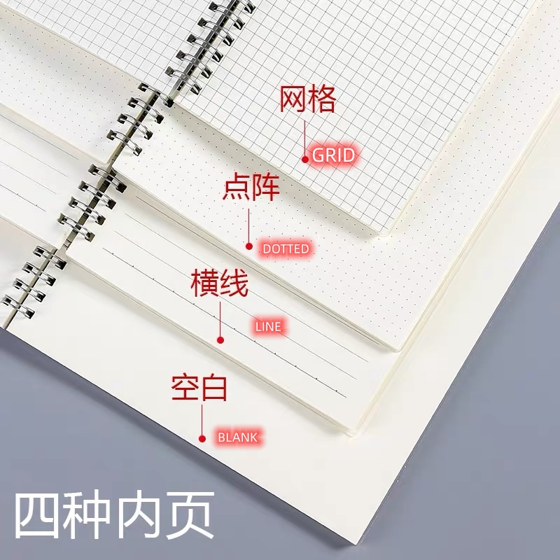 A5 B5 Loose Leaf Notebook Line Dot Blank Grid Spring Notebook Page ...