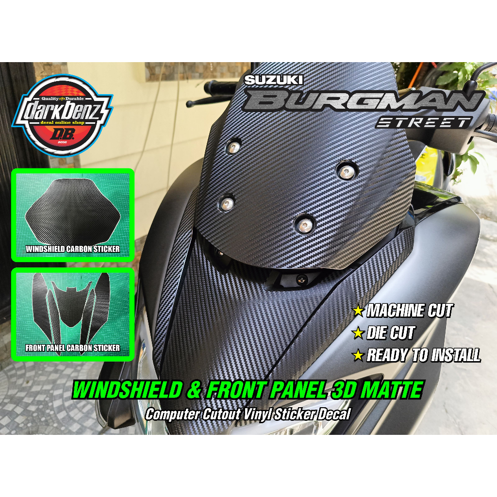 Suzuki Burgman Street & EX New Black 3D Matte Carbon Fiber Sticker ...