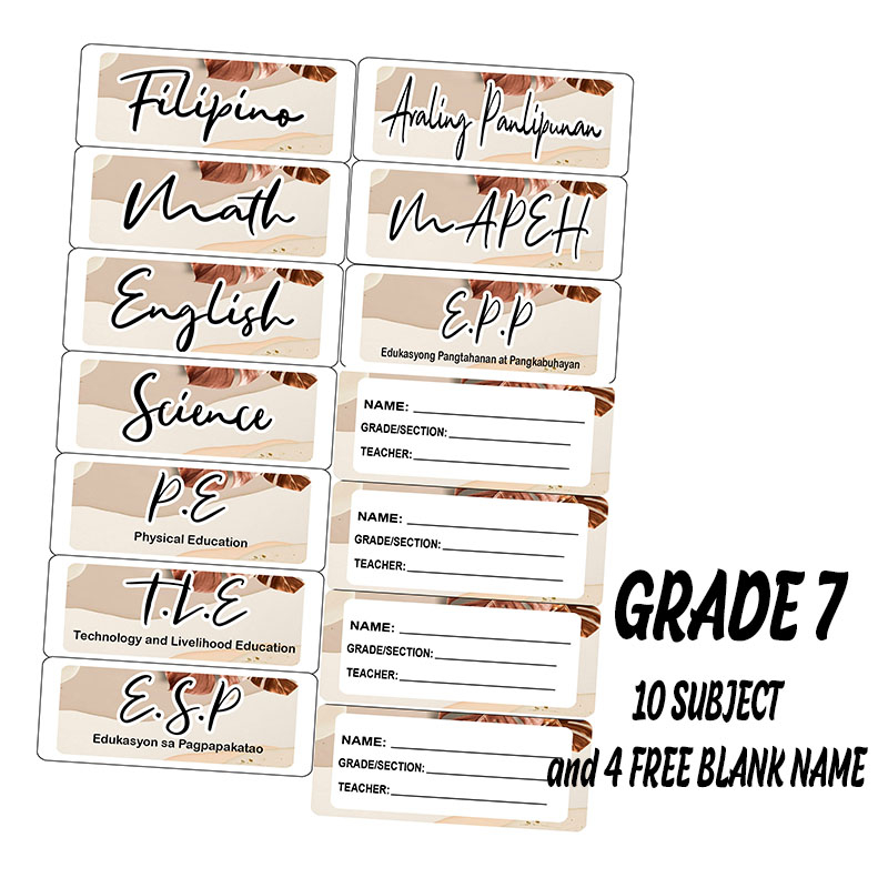 Subject Waterproof Sticker for notebooks with free Blank Name | Shopee ...