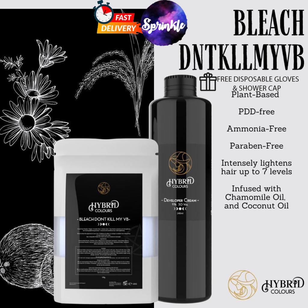 HYBRID COLOURS BLEACH KIT DNTKLLMYVB ORGANIC FREE GLOVES & SHOWER CAP ...