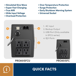 PROLINK PRO851SFCU 510W - 850VA UPS with AVR Uninterruptible Power ...