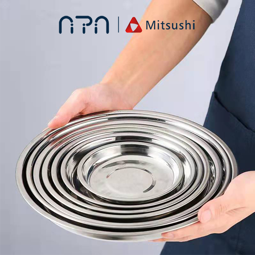 Nipiin Stainless Plate Round Tray Eco-Friendly Stainless Steel Dinner ...