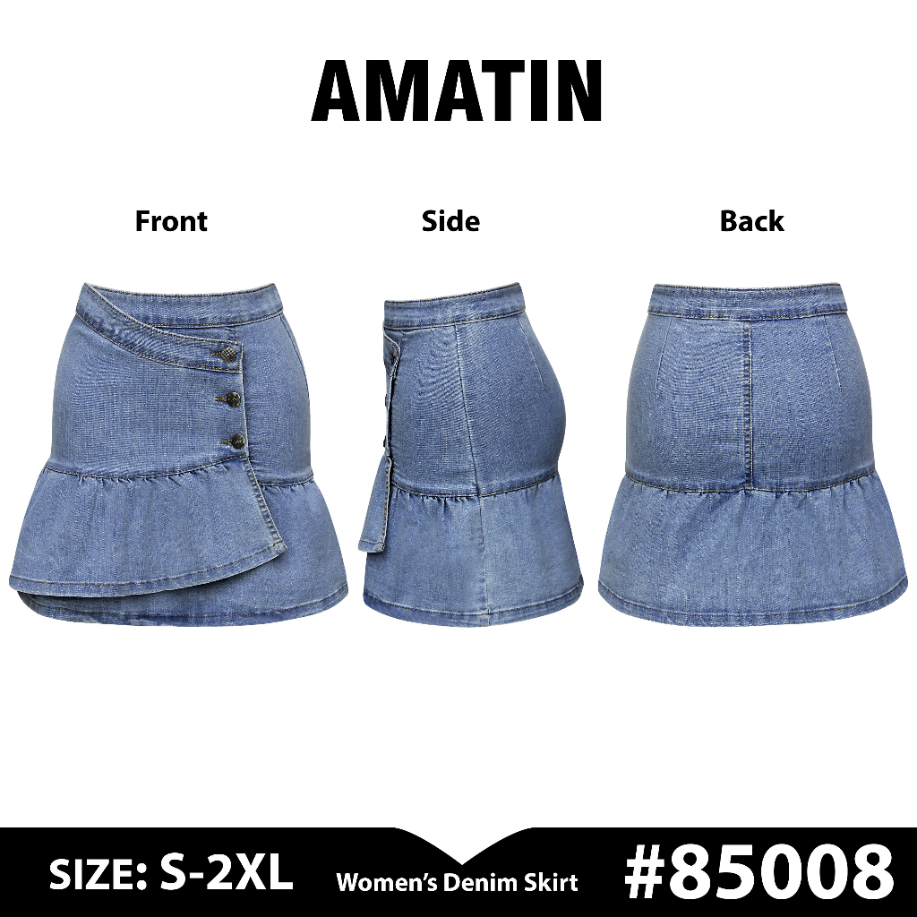 #85008 Amatin womens denim skirt, wash denim fishtail mini skirt ...