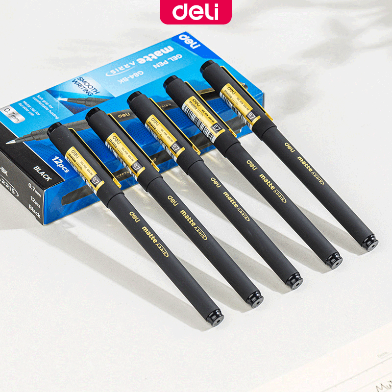 Deli EG84 Writing Gel Pen 0.7 mm Bullet Black/Blue Refill Writing ...