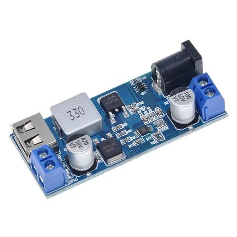 DC-DC 24V / 12V to 5V 5A step-down power converter LM2596S adjustable USB step-down charging ...