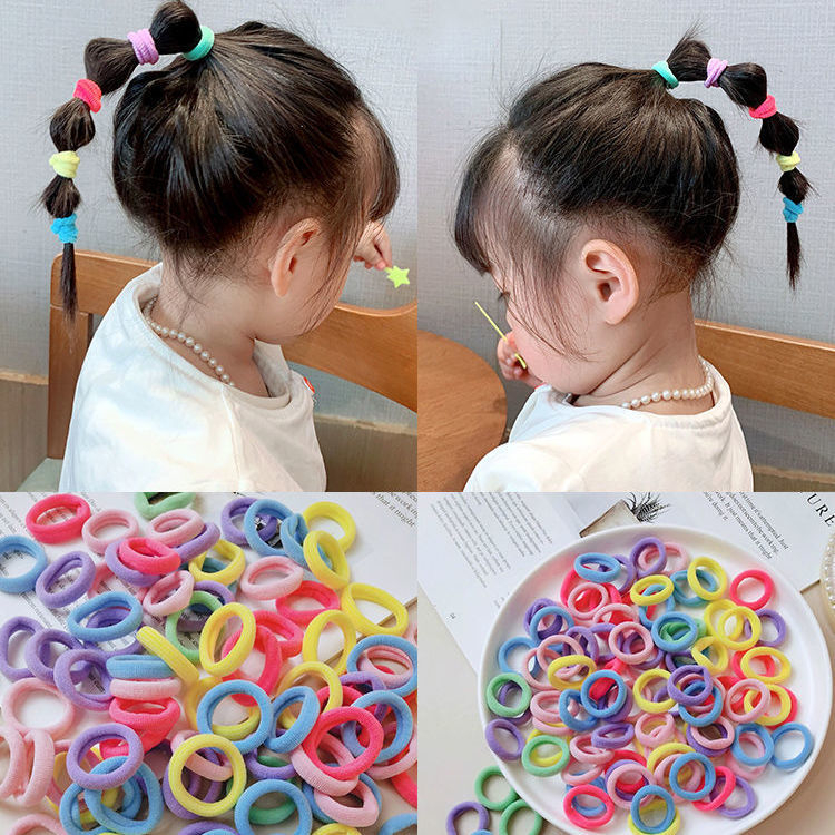 Small Colorful hair rubber band girl ponytail headband hair tie ...