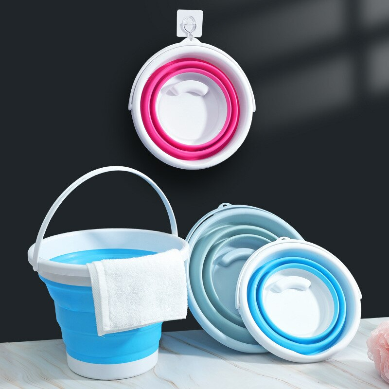 5L/10L Multi-Functional Silicone Folding Bucket with Carry Handle Space ...