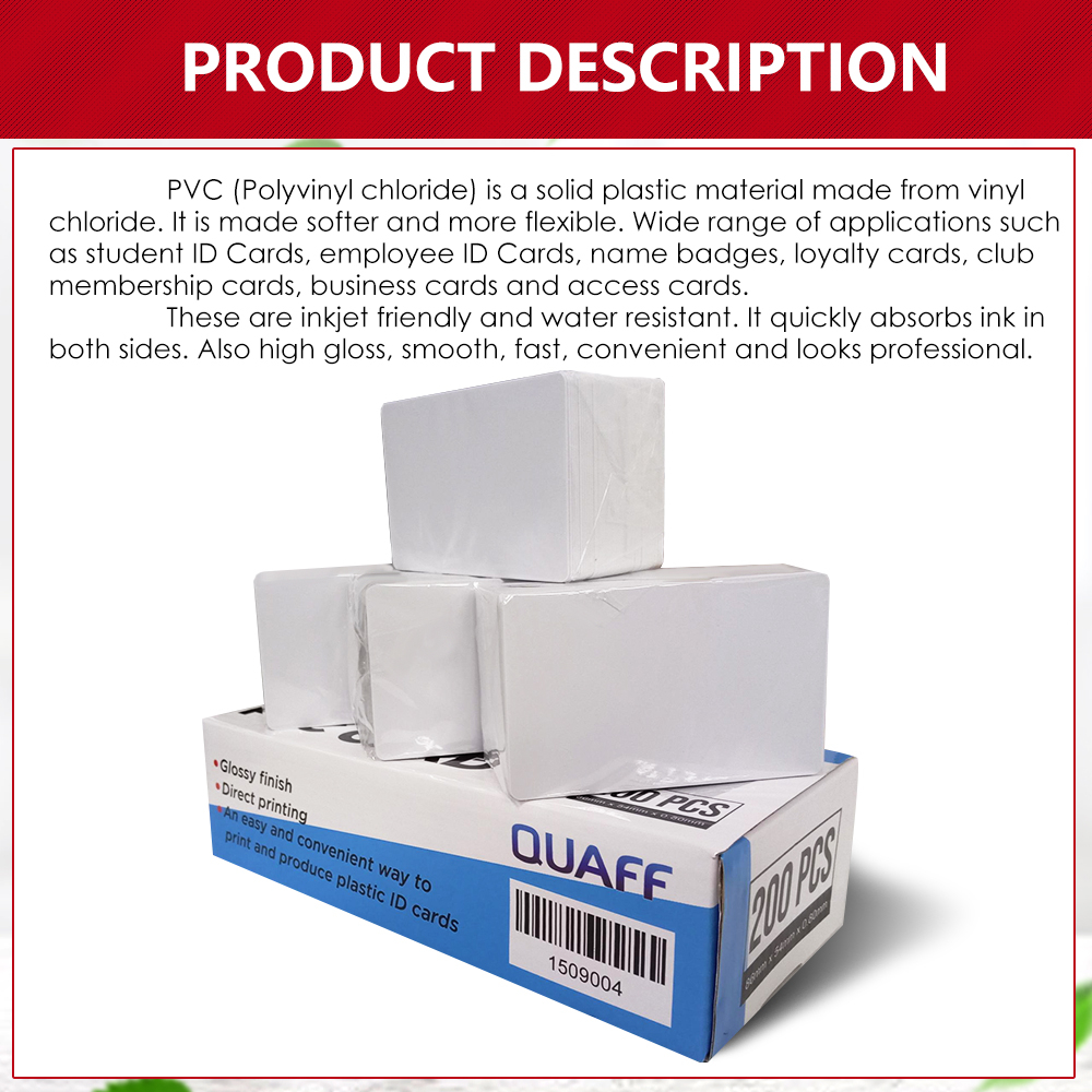 Quaff Printable PVC Pre-Cut Cards for Direct ID Printing (50pcs per ...