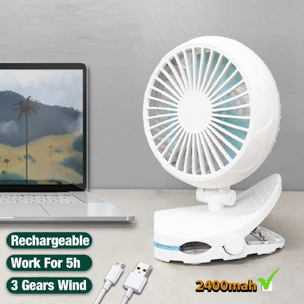 Mini Fan Rechargeable Clip Fan Multifunction Portable Fan USB ...