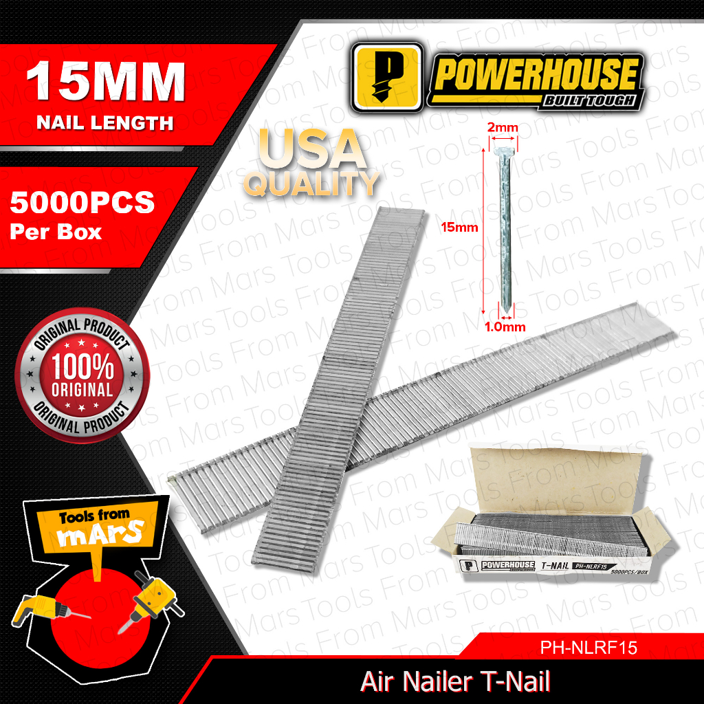 Powerhouse T-Nail 15MM - 30MM Air Nailer T-Shaped Woodworking Framing ...