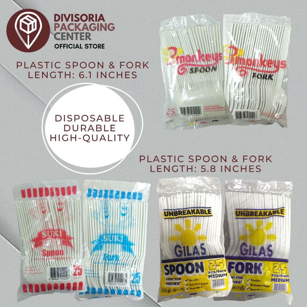 Plastic Spoon & Fork ( 25pcs ) Spoon Fork Utensils [ 2 sizes/variant ...