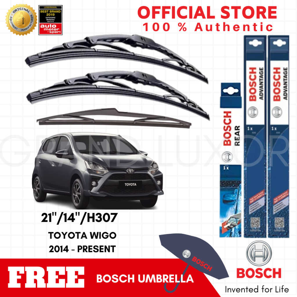 Bosch Advantage Wiper Blade Bundle Set for Toyota Wigo 2014-Present 21 ...