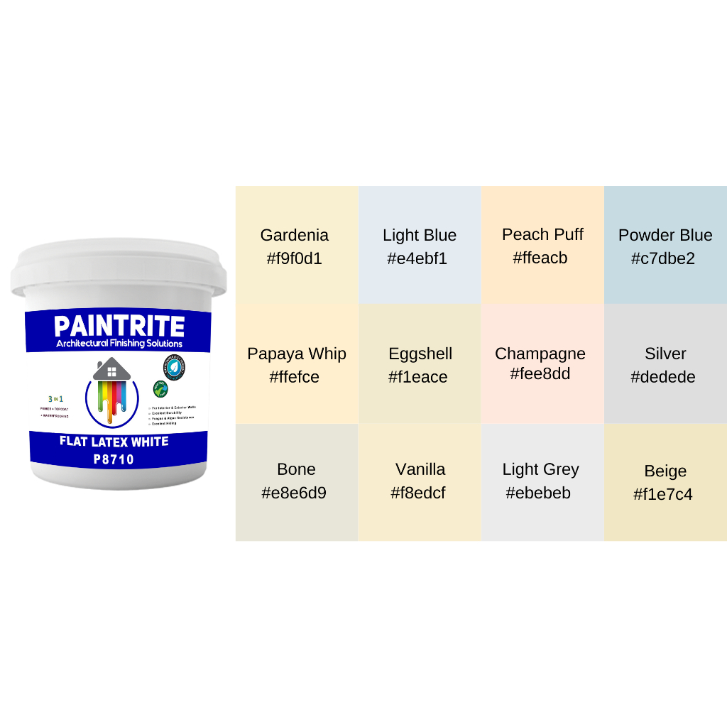 Paintrite Flat Latex Paints 1Liter Color Palette #2 | Shopee Philippines