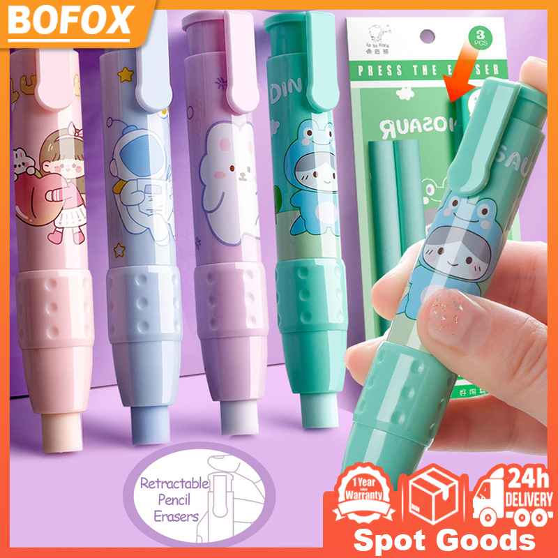 Cartoon Cute Eraser Retractable Pressable Eraser kid Pen Type Eraser ...