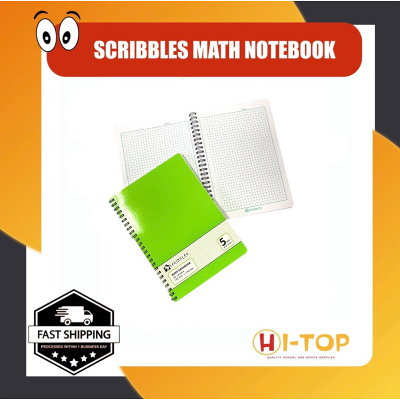 Scribbles Math Notebook Spiral Sold per Piece 6" X 8.5" l 80 Leaves l ...