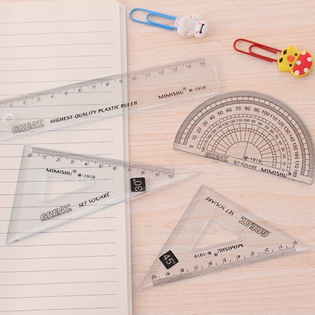 4PCS/Set 30cm Transparent Plastic Ruler Set Ruler Combo Math ...