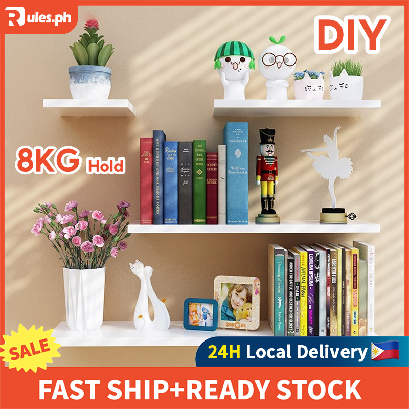 RULES Wooden Wall Mount Book Shelf DIY Hanging Decoration Display Rack ...