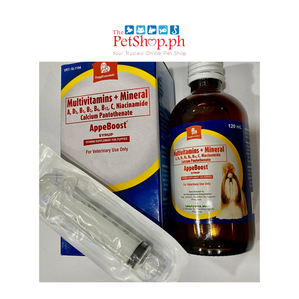 Vitamins + Minerals AppeBoost Syrup Supplement for Dogs 120ml (Syringe ...