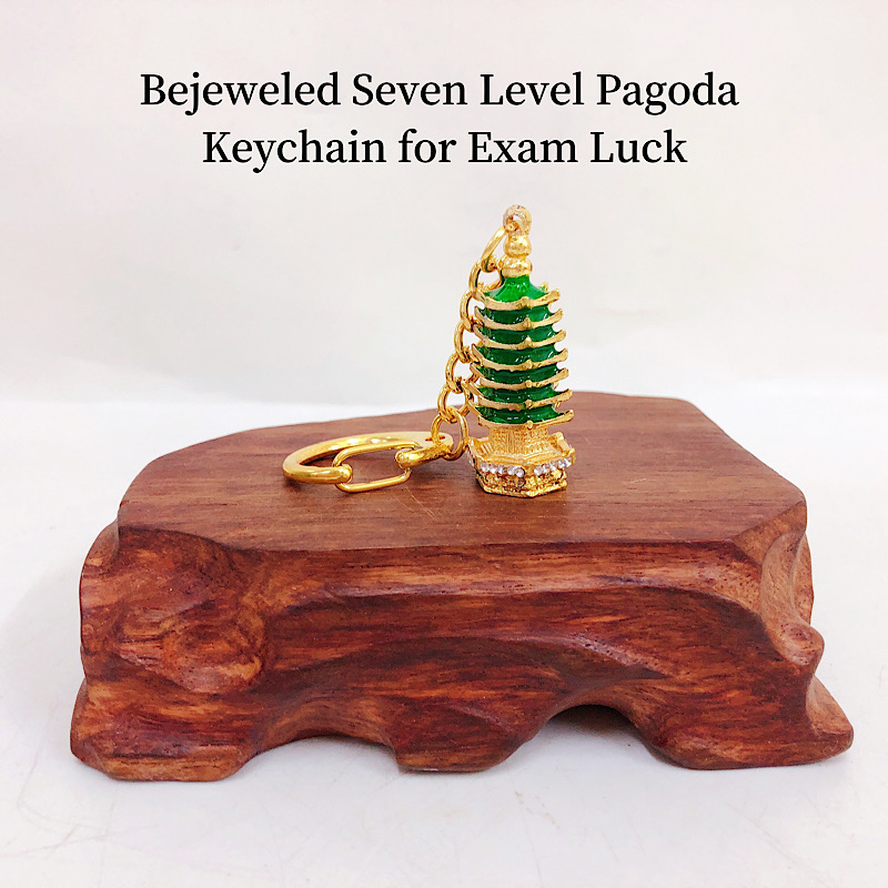 Fengshui Bejeweled Seven Level Pagoda Keychain for Exam Luck | Shopee ...