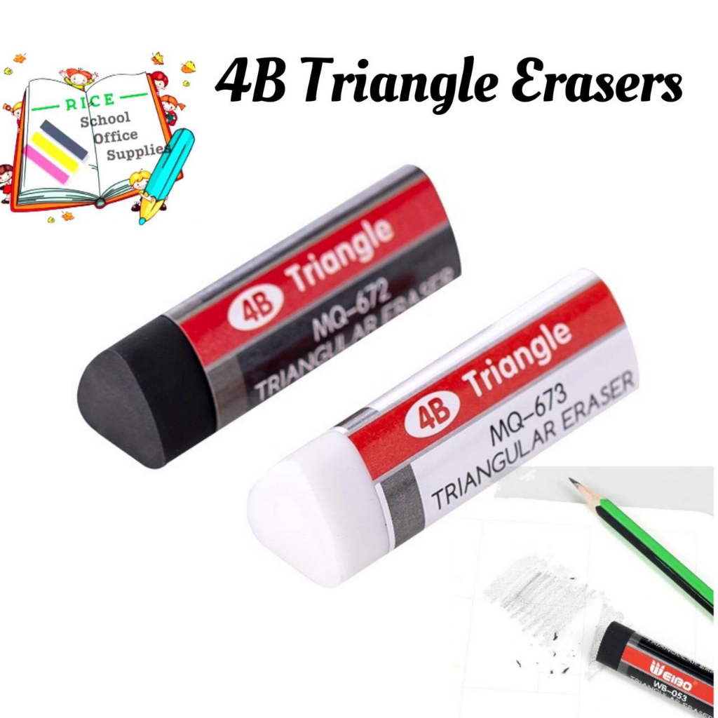 1PCS Stationery 4B Cute Triangle Novelty Erasers Rubber Toy School ...