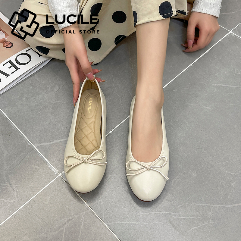 Lucile 2320 Round Toe Flat Women Shoes Slip-on Ribbon Plain | Shopee ...