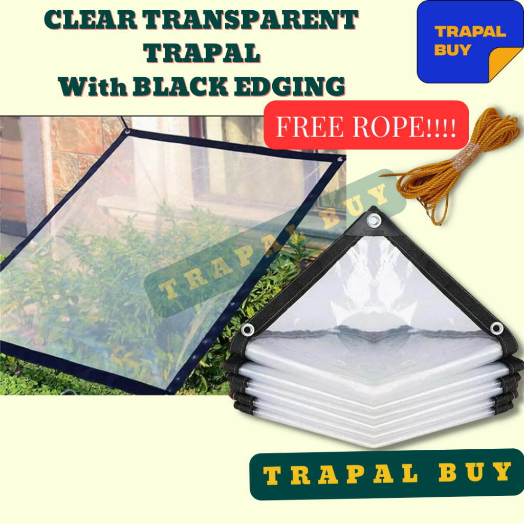 2FT x 4FT TRANSPARENT PLASTIC TRAPAL WITH BLACK EDGING - AWNINGS ...