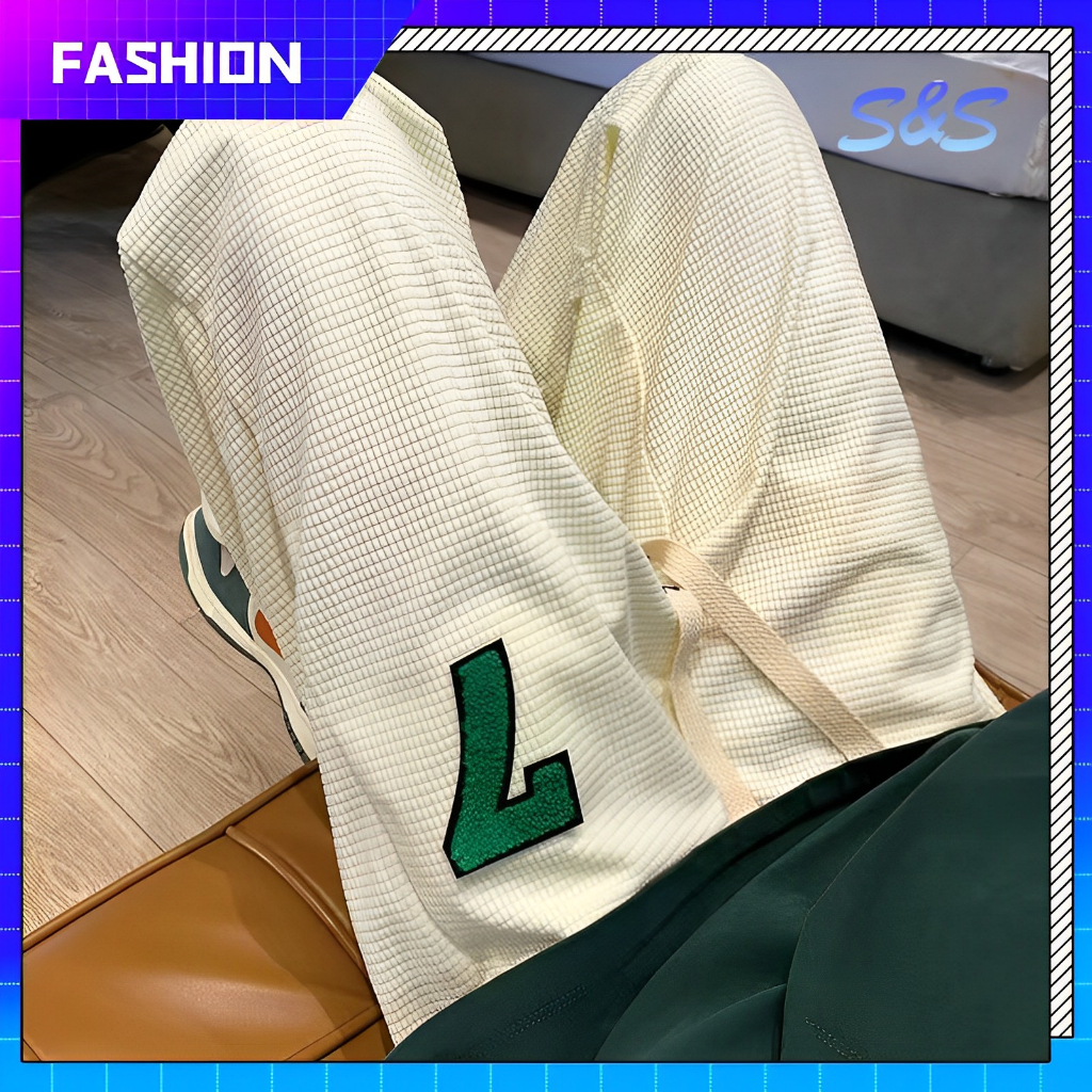 slocks pants loose straight cut pants Korean sweatpant wide leg baggy ...