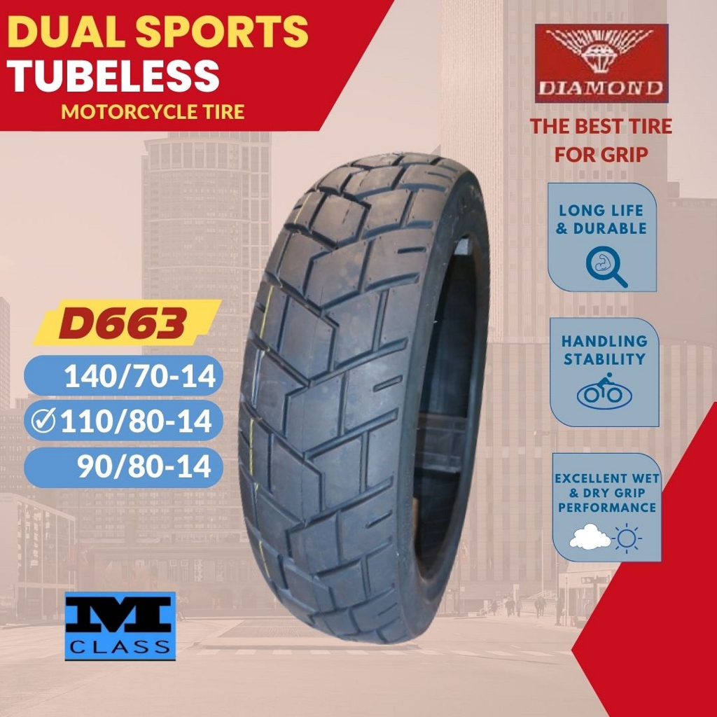 R13/R14 D663 DUAL SPORTS TUBELESS TIRE FOR ADV150, ADV160 - DIAMOND ...