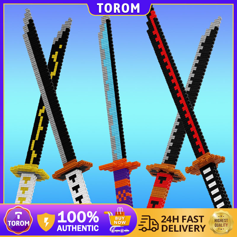 Children's Block Toy Sword Japanese Samurai Sword Block Model | Shopee ...