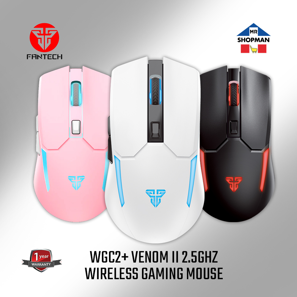 Fantech Venom II WGC2+ Black White Pink RGB Wireless Gaming Mouse ...