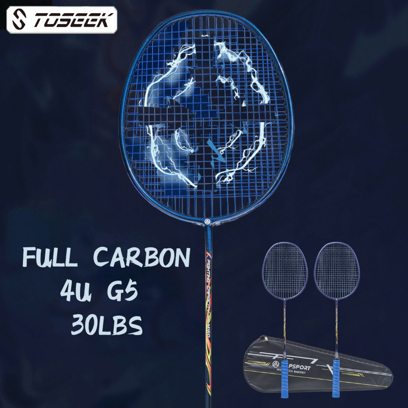 TOSEEK Alpsport LT 2pcs 4u Full Carbon 30 Lbs Badminton Racket With ...