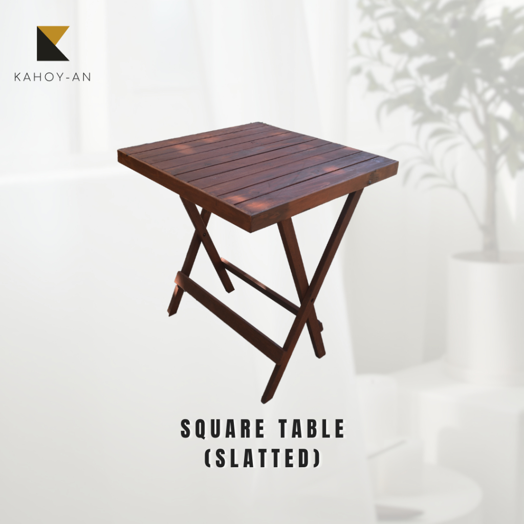 FOLDABLE SLATTED SQUARE TABLE, Slatted, Outdoor Table, Foldable, Reclaimed Wood, Assembled ...