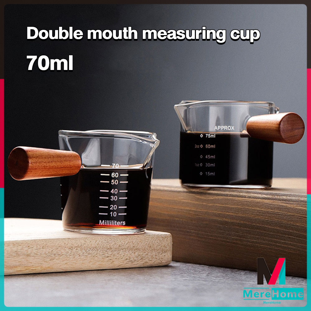 70ml Glass Measuring Cup Espresso Cup Double Mouth Bottle Coffee Share ...