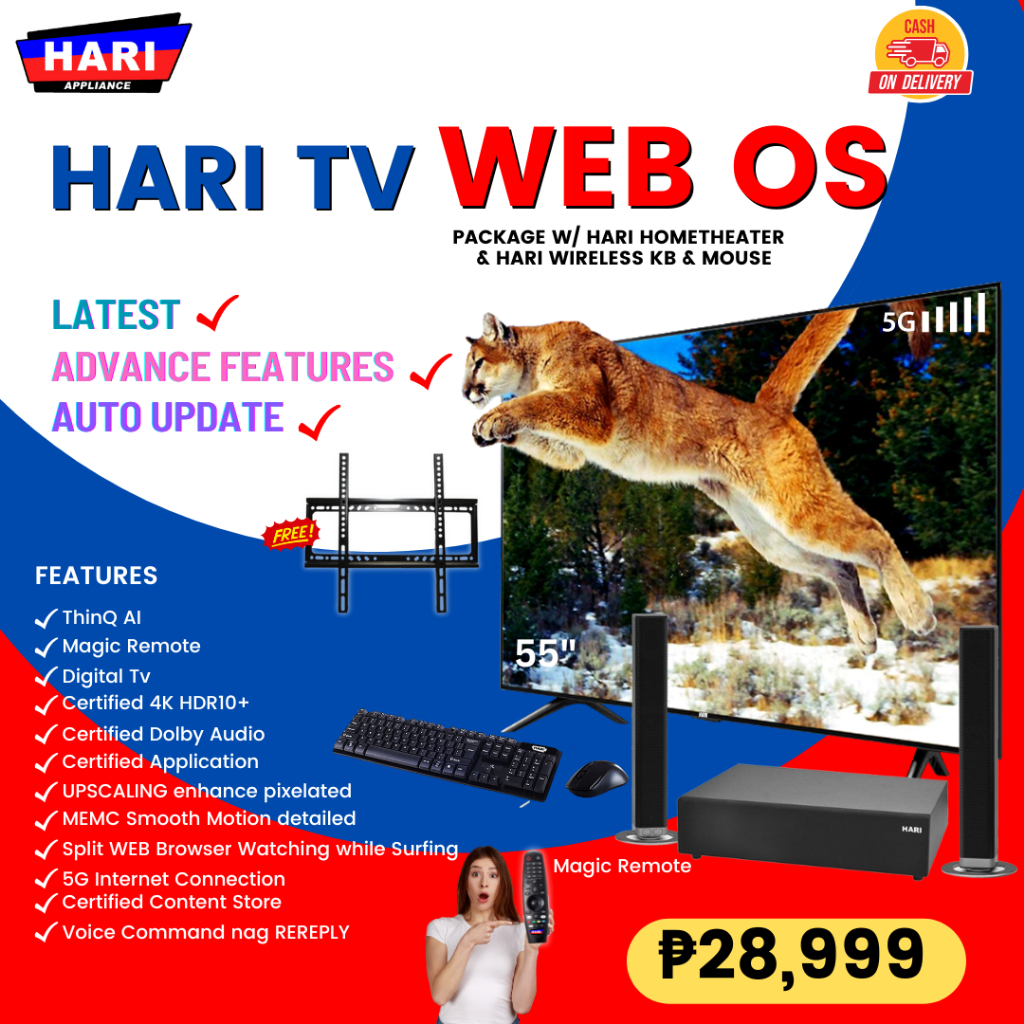 HARI TV 55inch WebOS w/ Hari Home Theater & Hari Wireless Keyboard ...