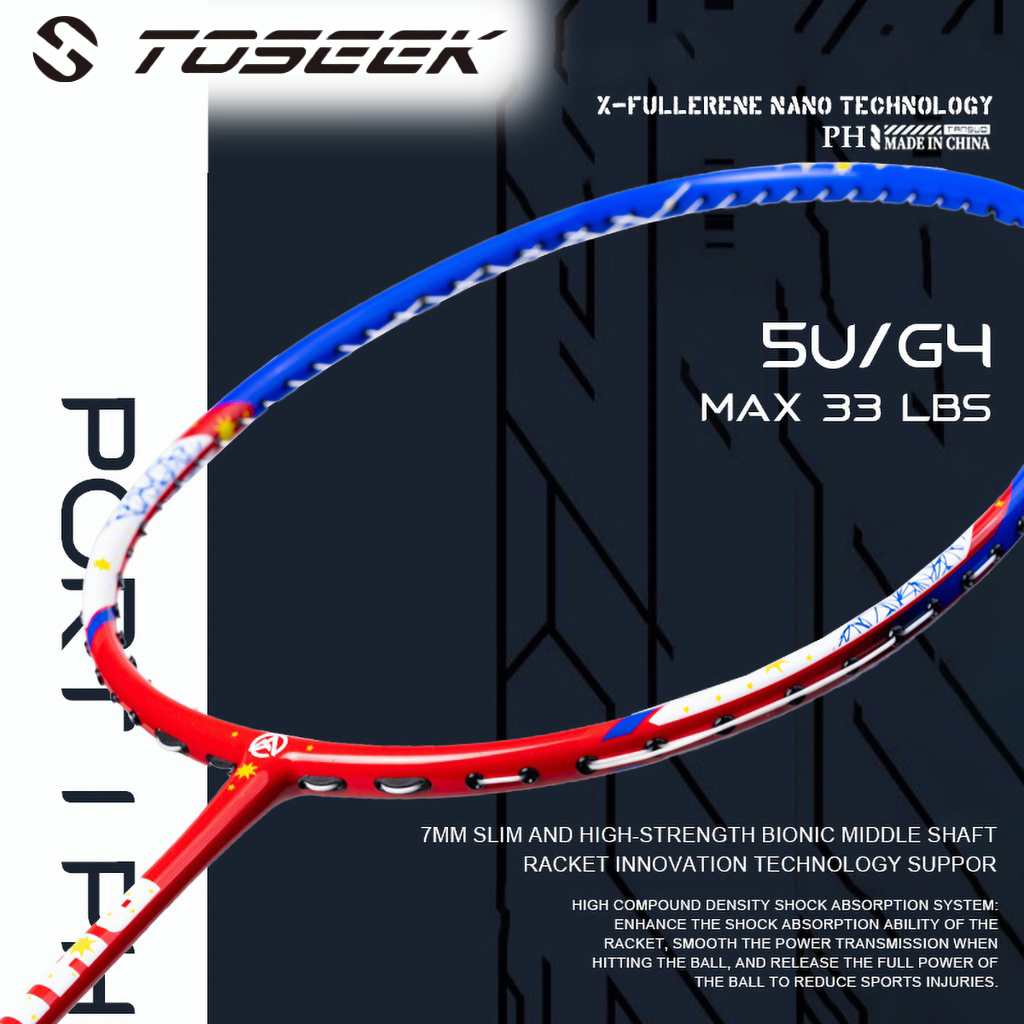 TOSEEK Badminton Racket Full Carbon Fiber w/ String Racquet Ultralight ...