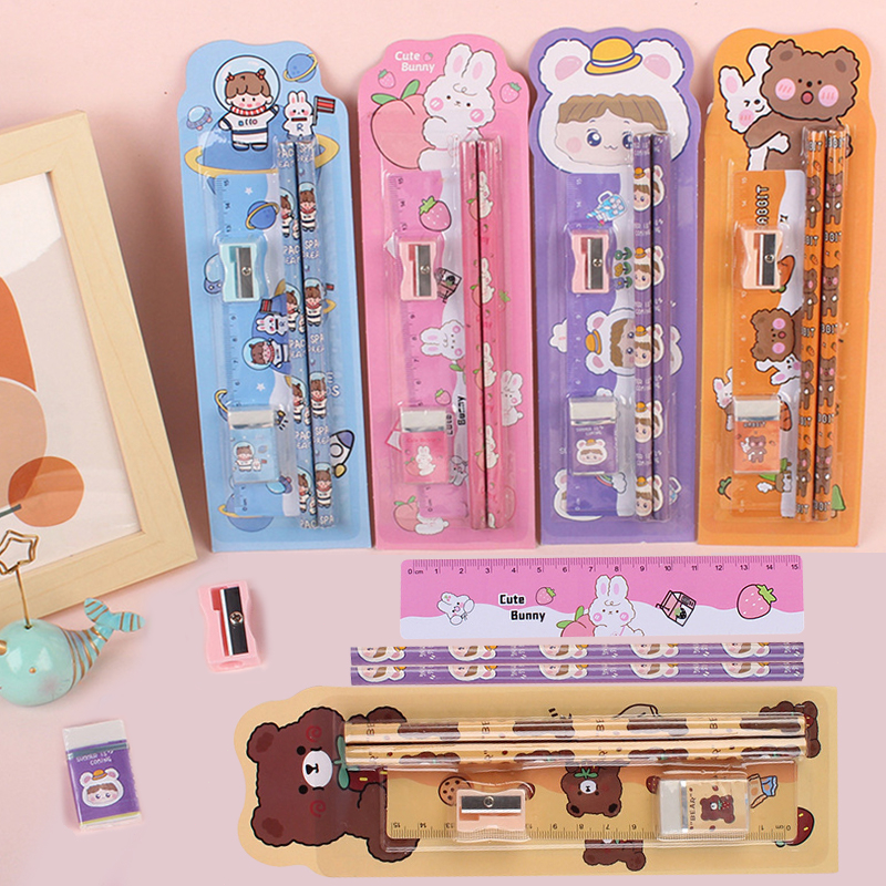Kids Cartoons Stationery Set 5-piece School Supplies for Students ...