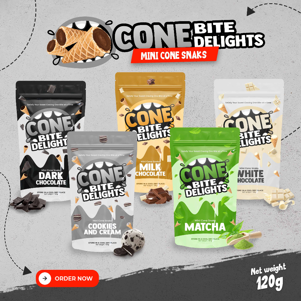 CONE BITE DELIGHTS Cone Tip Bite-size Snack 120g 12- 14pcs per pack ...
