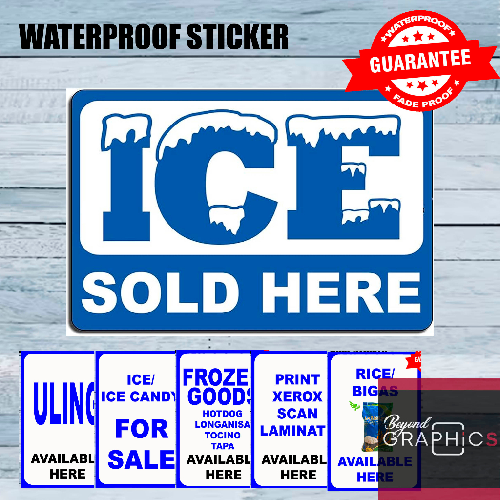 Beyond Graphics Ice Uling Frozen Goods For Sale Sign Sticker PVC ...
